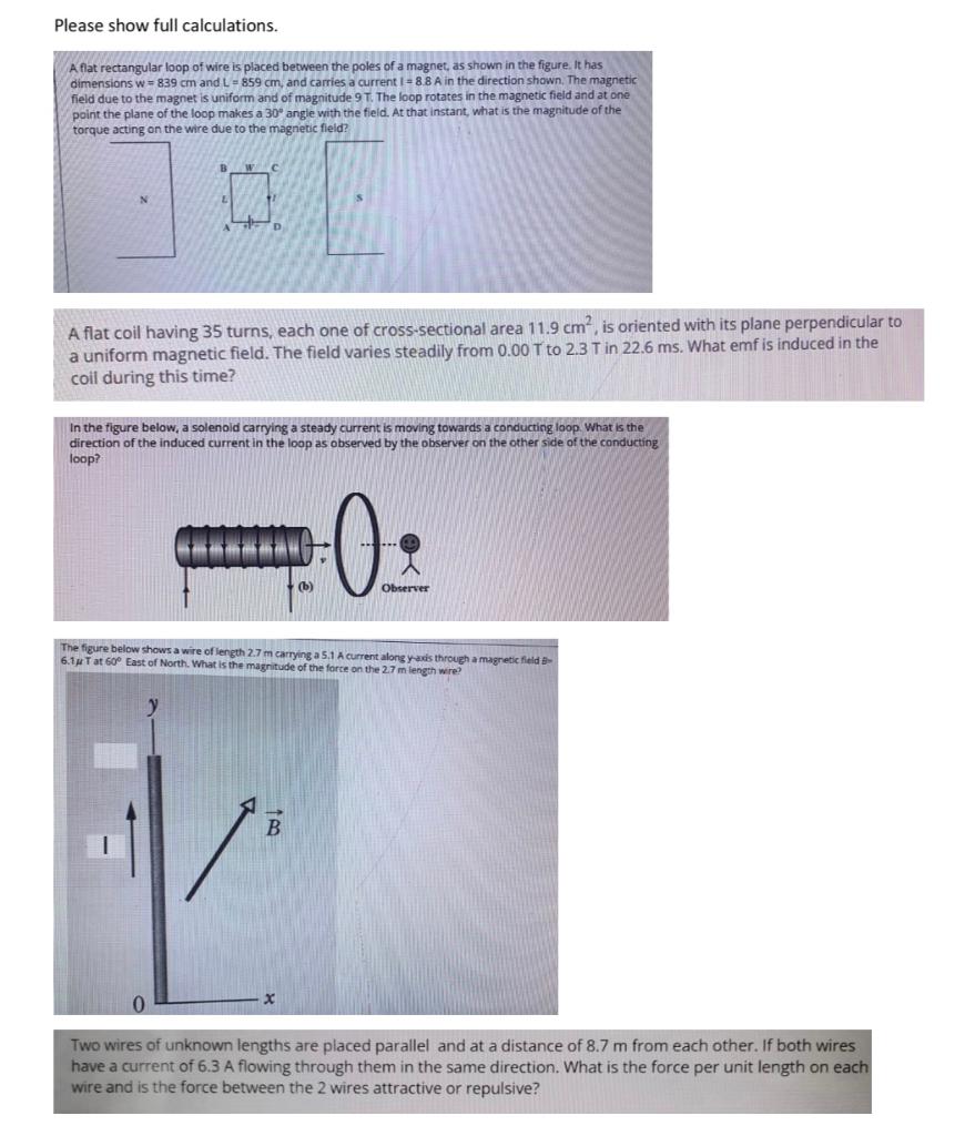 Solved Please show full calculations. A flat rectangular | Chegg.com