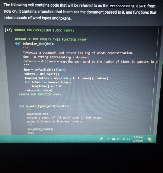 The following cell contains code that will be | Chegg.com