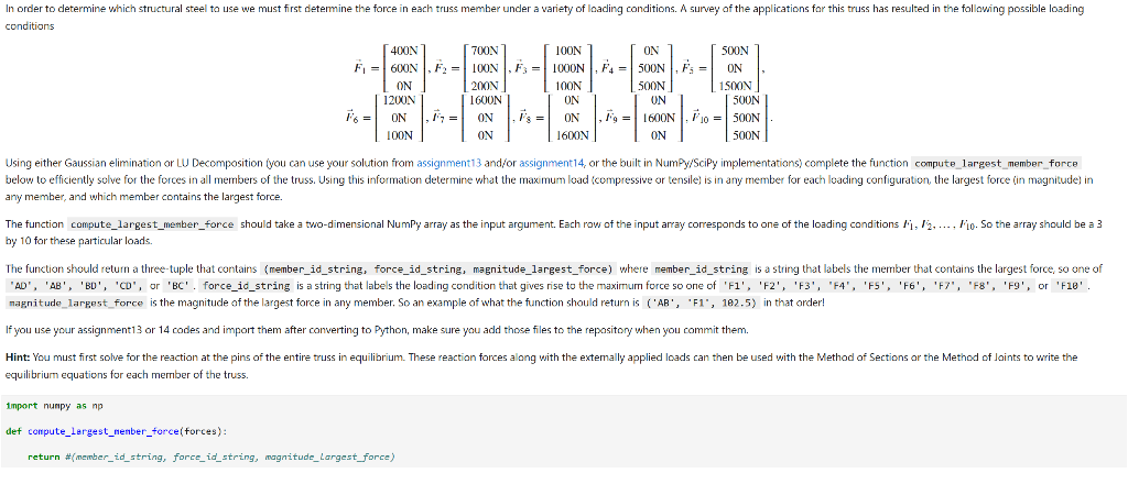 Project 2 Consider the truss assembly pictured in the | Chegg.com