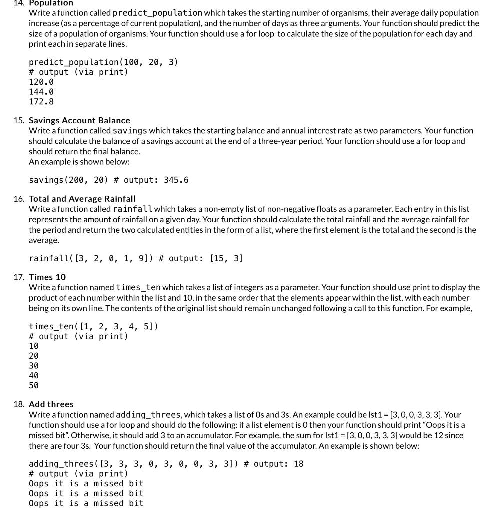 Solved Code The Following Using Python Idle And Be Sure Not Chegg