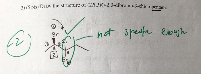 Solved 3) (5 pts) Draw the structure of (2R,3R)-2.3-dibrom | Chegg.com