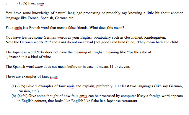 13%) Faux amis You have some knowledge of natural | Chegg.com