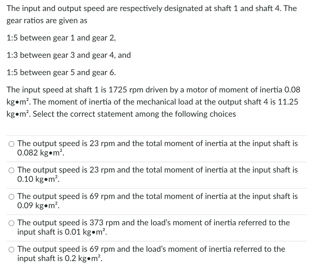 Solved A gearbox shown below has 4 shafts and 6 gears.The | Chegg.com