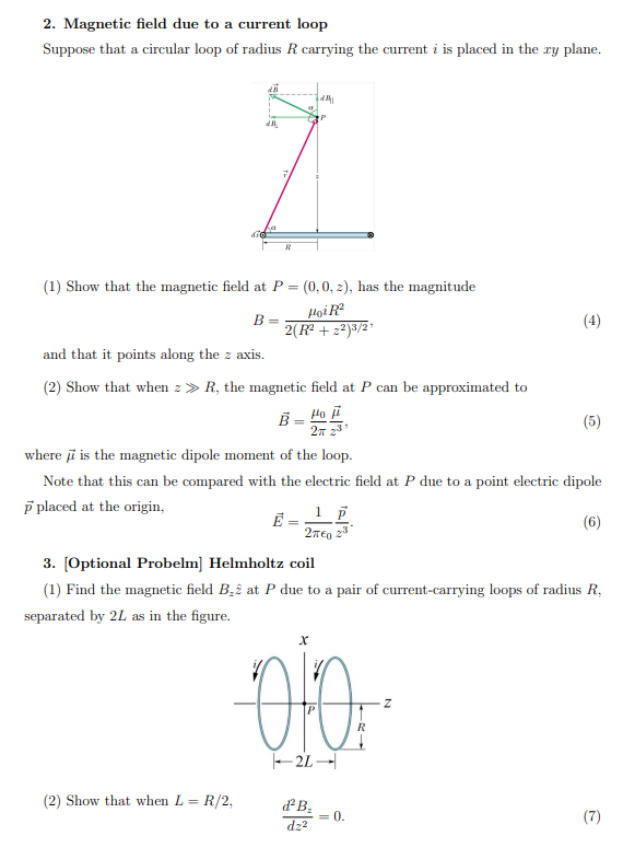 Solved 2. Magnetic field due to a current loop Suppose that | Chegg.com
