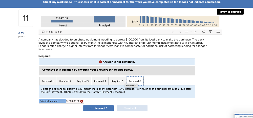 Check my work mode : This shows what is correct or | Chegg.com