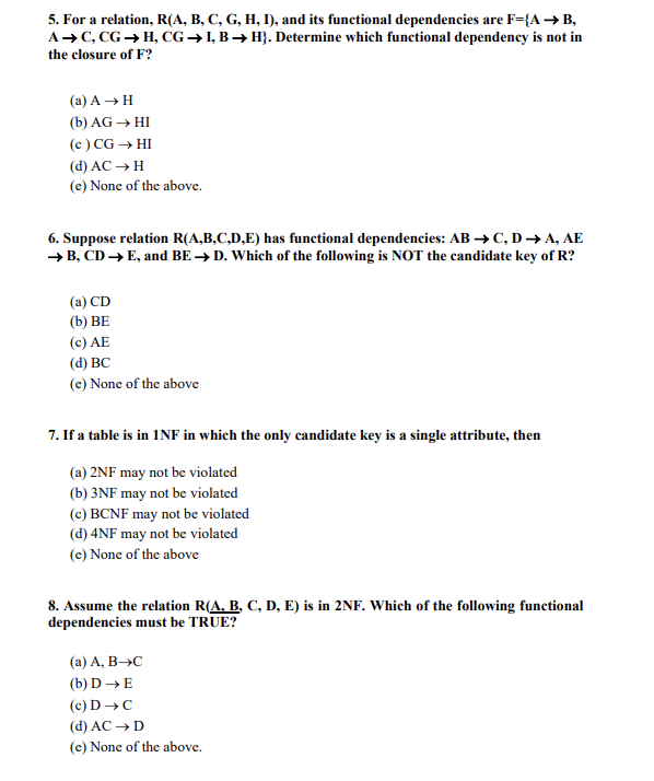Solved For a relation, R(A,B,C,G,H,I), ﻿and its functional | Chegg.com