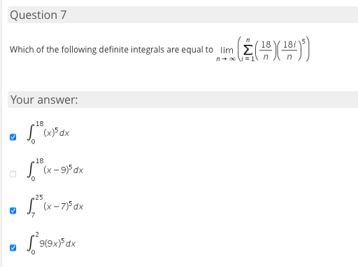 Solved Which of the following definite integrals are equal | Chegg.com