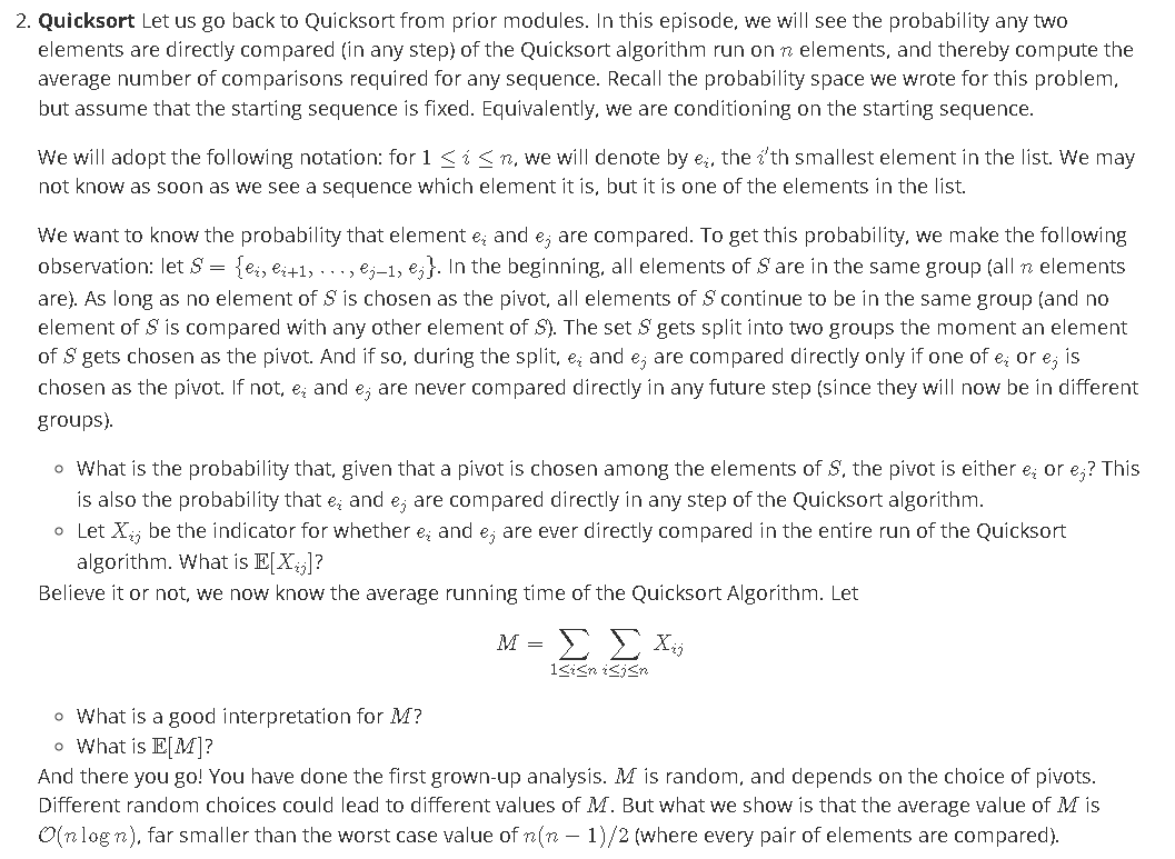 Solved 2. Quicksort Let us go back to Quicksort from prior | Chegg.com