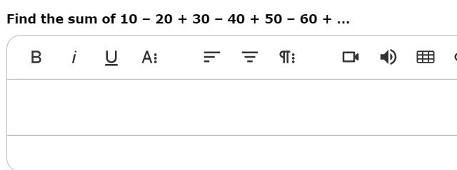 Solved Find the sum of 10-20+30-40+50-60+... | Chegg.com