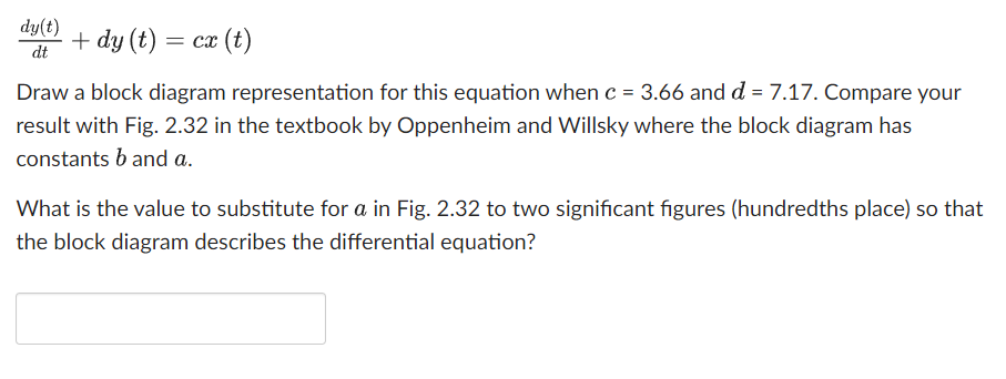 Solved t) ish y(t) Figure 2.32 Block diagram rep- | Chegg.com