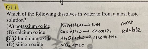Solved Q1.1Which of the following dissolves in water to from | Chegg.com