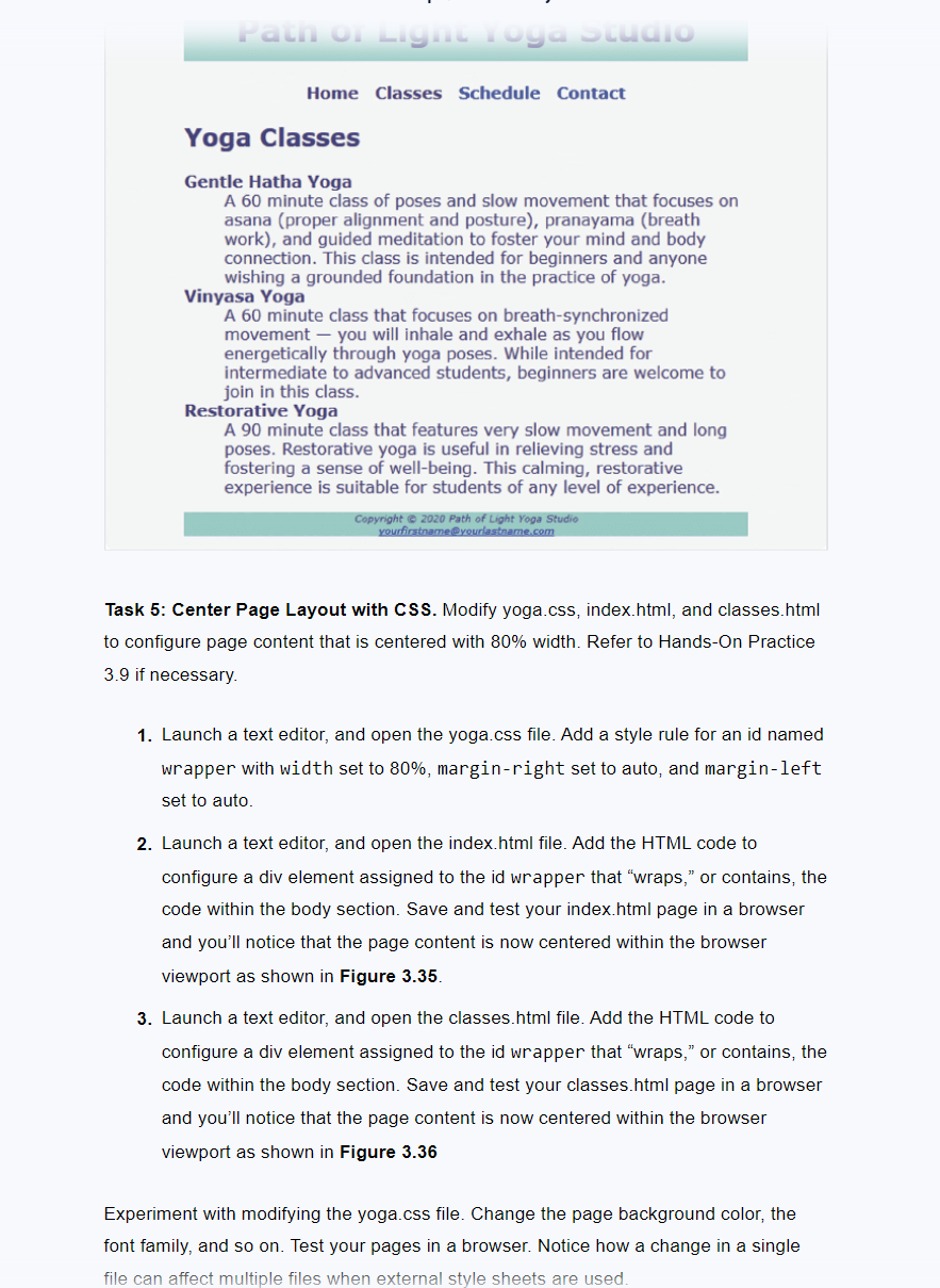 Solved Path of Light Yoga Studio See Chapter 2 for an | Chegg.com