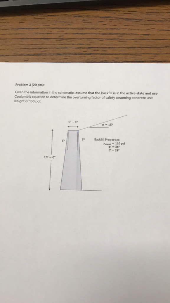 Solved Problem 3 (20 pts): Given the information in the | Chegg.com