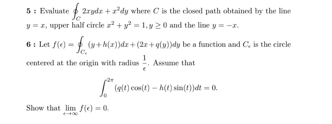 Solved 5 : Evaluate ∮C2xydx+x2dy where C is the closed path | Chegg.com