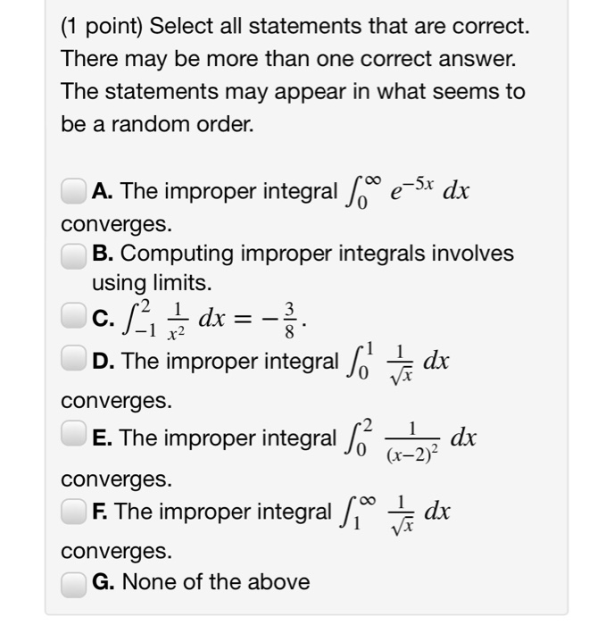Solved (1 point) Select all statements that are correct. | Chegg.com