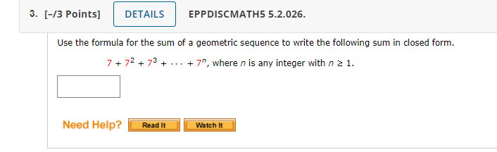 Solved 3. [-/1 Points] DETAILS EPPDISCMATHS 9.2.027. | Chegg.com