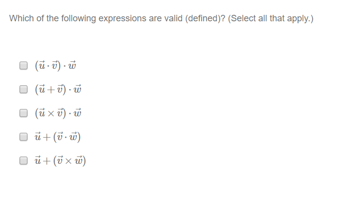 Solved Which of the following expressions are valid | Chegg.com