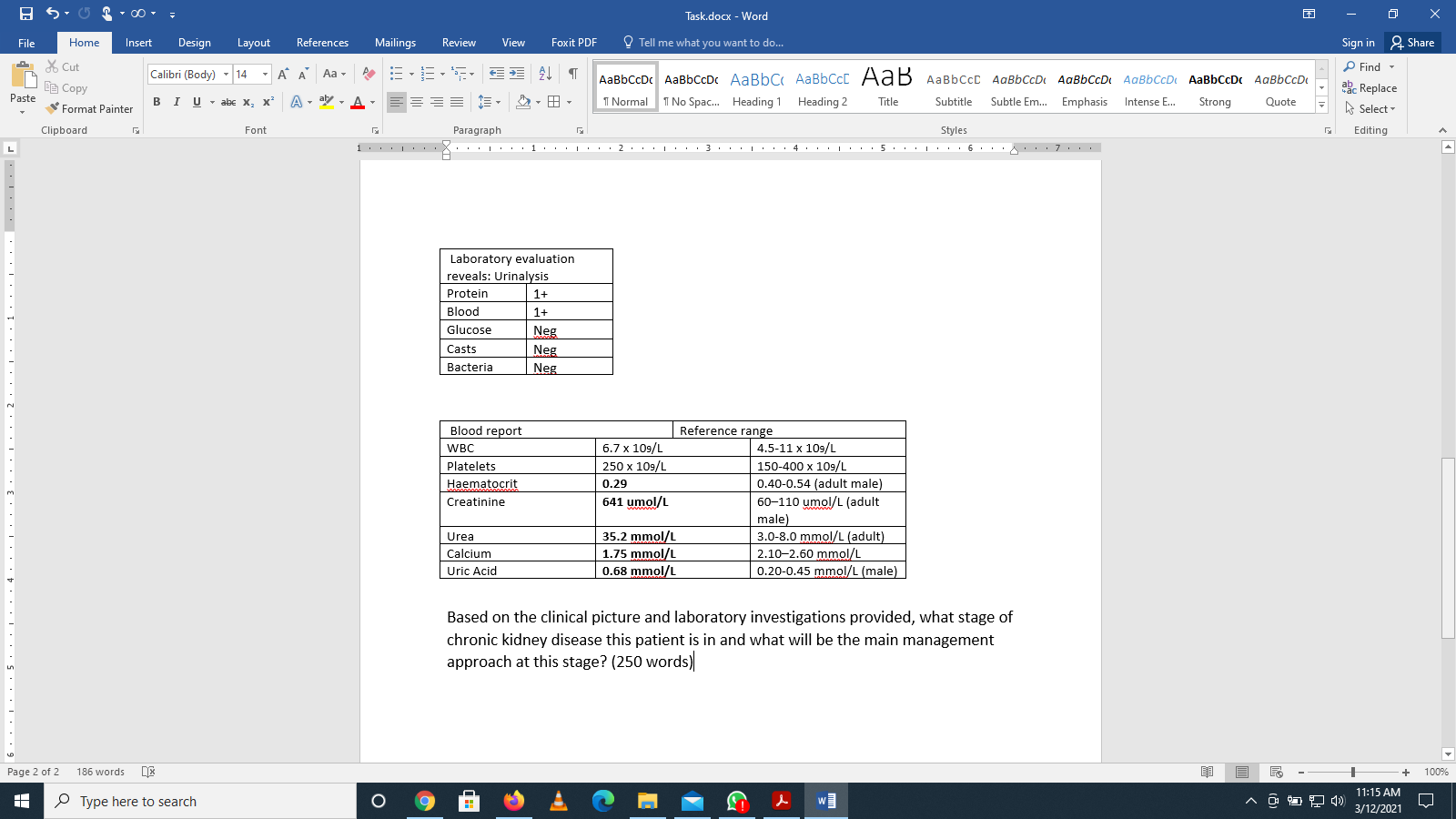 Solved Task.docx - Word X File Home Insert Design Layout | Chegg.com