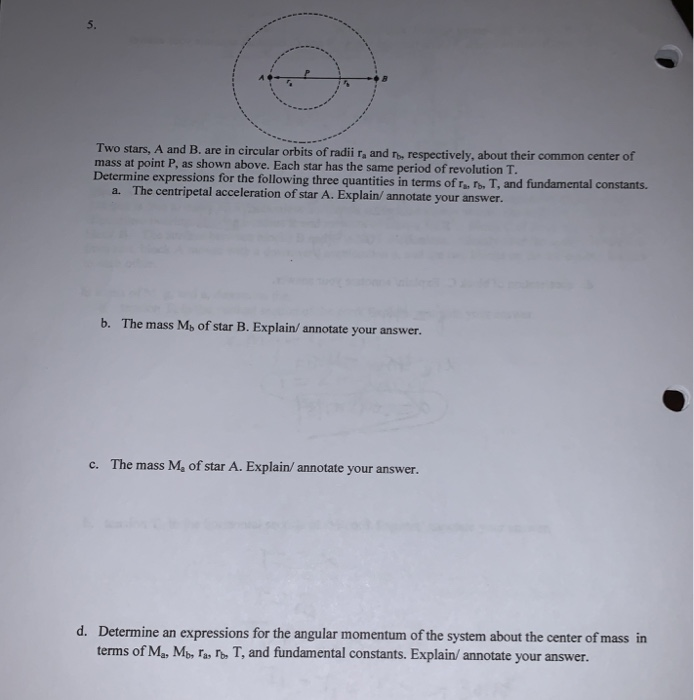 Solved 5, Two stars, A and B. are in circular orbits of radi | Chegg.com