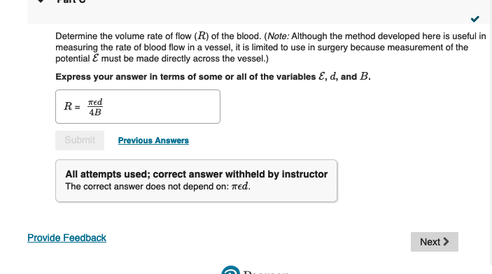 Solved Determine the volume rate of flow (R) of the blood. | Chegg.com