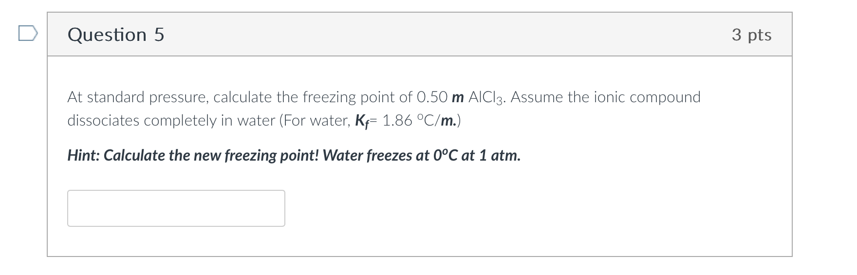Solved At standard pressure, calculate the freezing point of | Chegg.com
