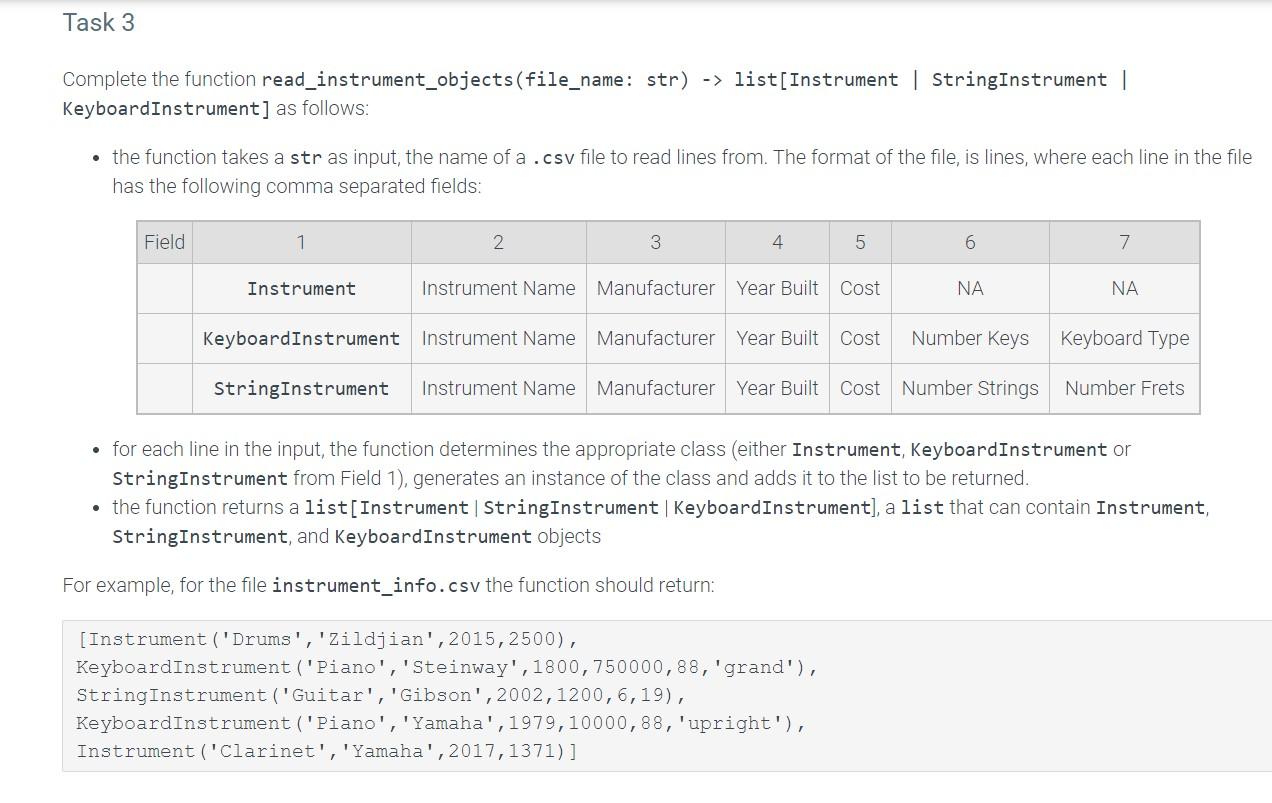 Solved Given the base class Instrument, define the _ init _ | Chegg.com