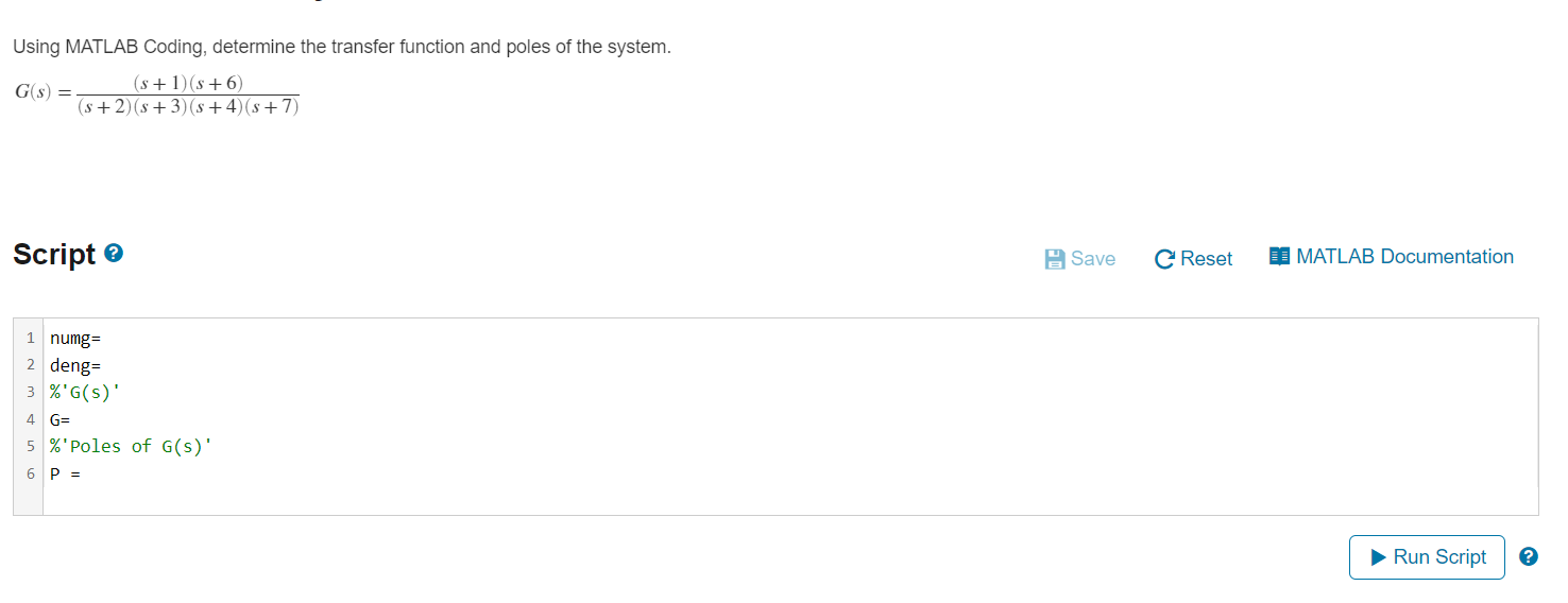 Solved Using MATLAB Coding, determine the transfer function | Chegg.com