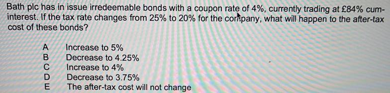 Solved Bath plc has in issue irredeemable bonds with a | Chegg.com