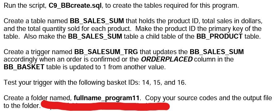 Solved Run the script, C9_BBcreate.sql, to create the tables | Chegg.com