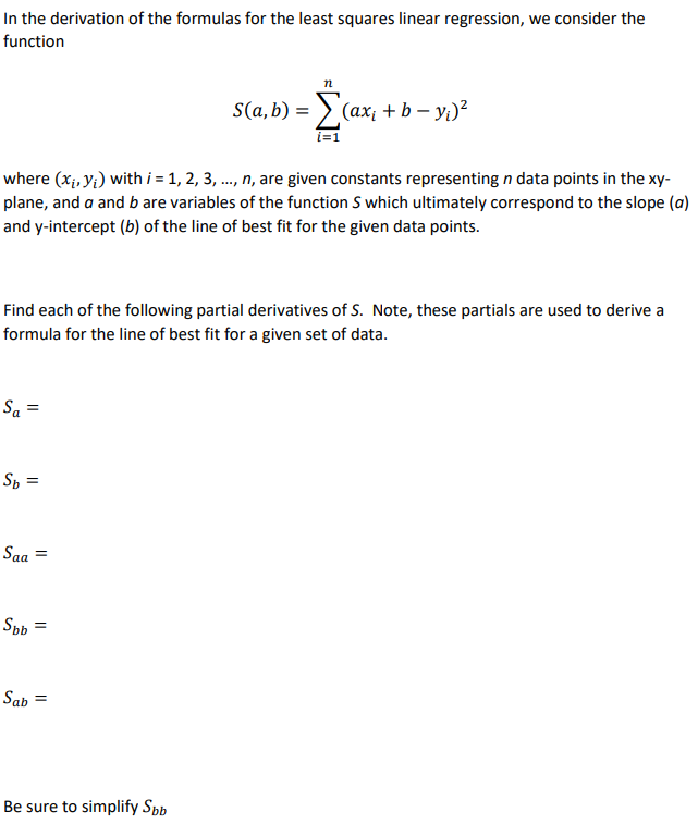 Solved In The Derivation Of The Formulas For The Least 2124