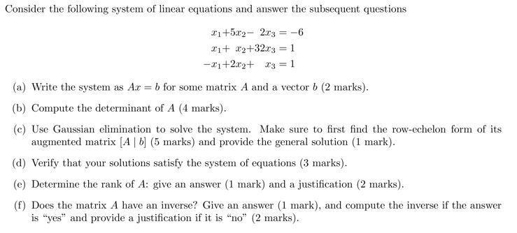 Solved Consider the following system of linear equations and | Chegg.com