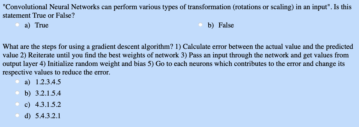 Solved "Convolutional Neural Networks can perform various | Chegg.com