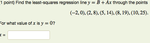 Solved 1 point) Find the least-squares regression line y B+ | Chegg.com