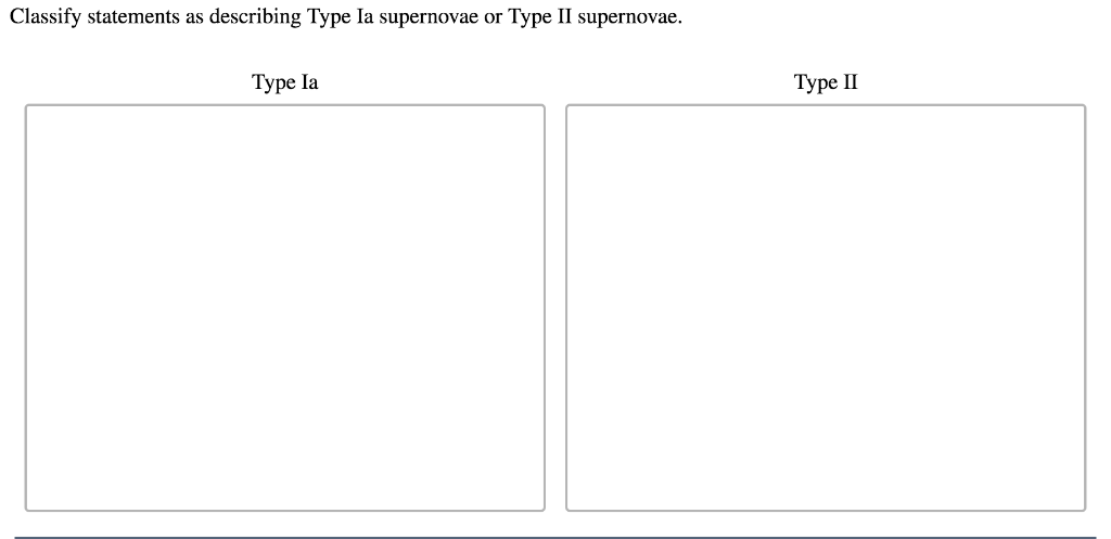Solved Classify statements as describing Type la supernovae | Chegg.com