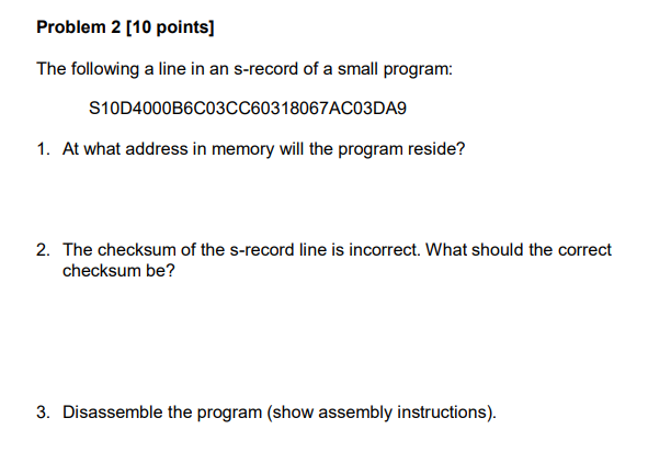 Solved Problem 2 [10 points) The following a line in an | Chegg.com
