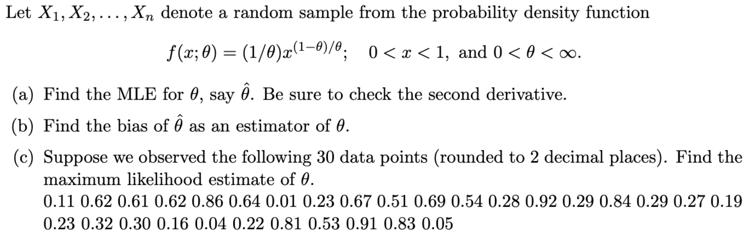 Solved f(x;θ)=(1/θ)x(1−θ)/θ;0 | Chegg.com