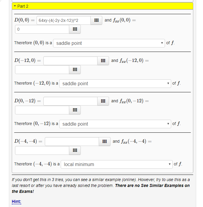 Solved Help Entering Answers (1 point) Part 1 Find and | Chegg.com