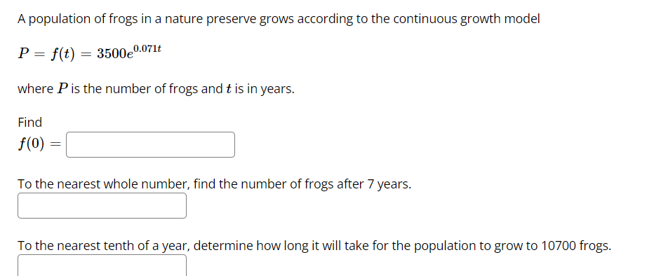 A population of frogs in a nature preserve grows | Chegg.com