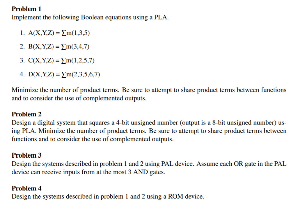Solved Problem1 Implement the following Boolean equations | Chegg.com