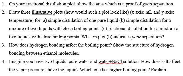 Solved SIMPLE and FRACTIONAL DISTILLATION and CAPILLARY TUBE | Chegg.com