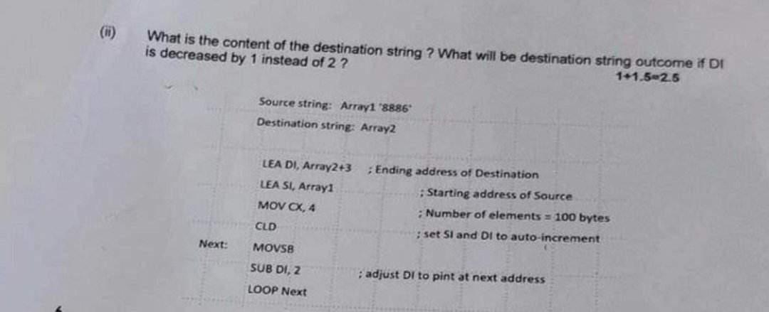 Solved What is the content of the destination string ? What | Chegg.com