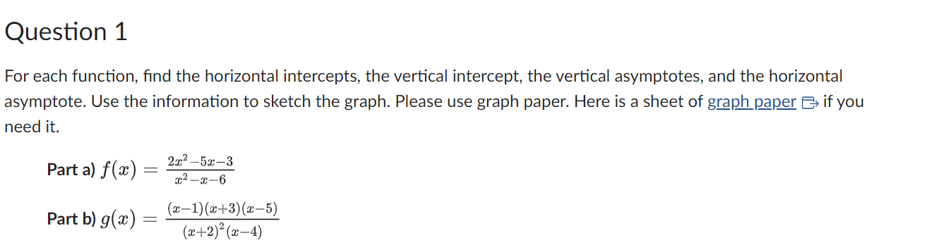 Solved For each function, find the horizontal intercepts, | Chegg.com