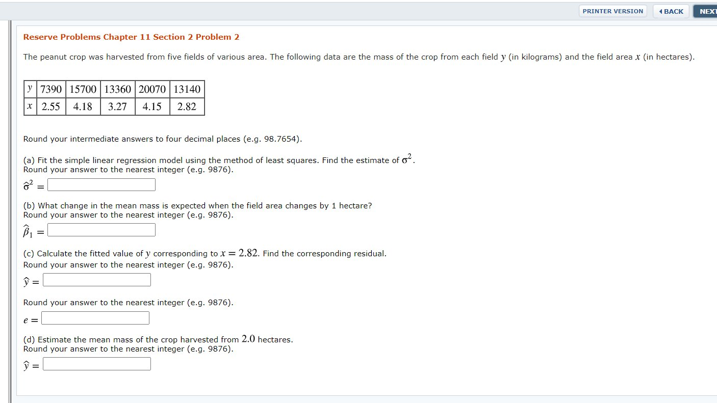 Solved PRINTER VERSION BACK NEXT Reserve Problems Chapter 11 | Chegg.com