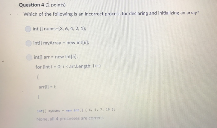Solved Question 4 (2 points) Which of the following is an | Chegg.com Solved Question 4 (2 points) Which of the following is an | Chegg.com