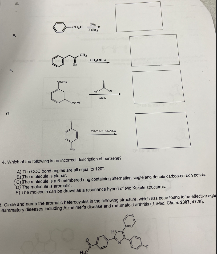 Solved FeBr3 Br2 F. F. G. 4. Which of the following is an | Chegg.com