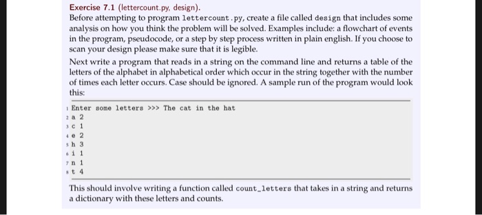 Solved Exercise 71 Lettercountpy Design Before 2148