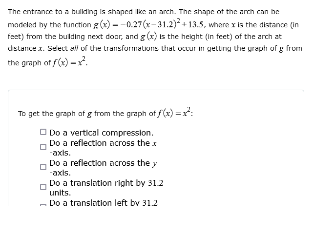 Solved The entrance to a building is shaped like an arch. | Chegg.com