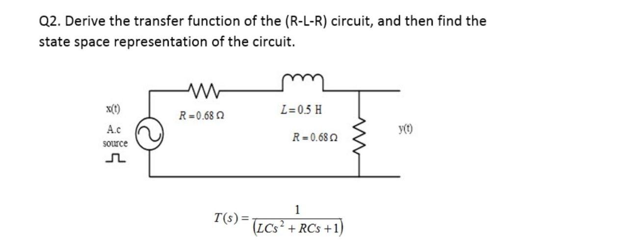 Solved Q2. Derive the transfer function of the (R-L-R) | Chegg.com