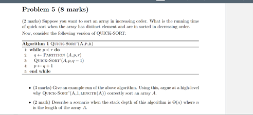 Solved Problem 5 (8 marks) (2 marks) Suppose you want to | Chegg.com