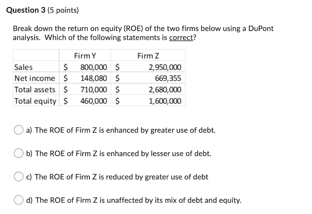 Solved Break down the return on equity (ROE) of the two | Chegg.com